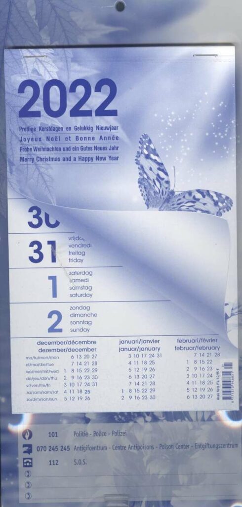 Calendrier – Week Note n°2022 – Tondeur Presse
